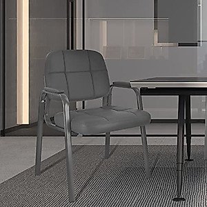 CLATINA Waiting Room Guest Chair with Bonded Leather Padded Arm Rest for Office Reception and Conference Desk Black (Grey 4 Pack)