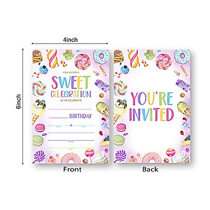 LoaHak Sweets Candy Birthday Invitations, Sweet Celebration Birthday Invitation, Sweets Candy Theme Birthday Party Invitation Cards. (068)