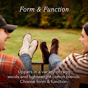 Acorn Unisex Slipper Socks, Flexible Cloud Cushion Footbed with a Suede Sole, Mid-Calf Length, Light Grey Ragg Wool, 11-12 US Women