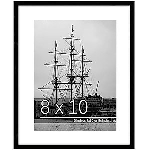 PEALSN 8x10 Picture Frame, Display Pictures 5 x 7 with Mat or 8 x 10 Without Mat for Wall Mounting Display, Photo Frames, Black