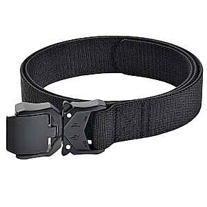 YWHCHI Belt Men's Stretch Nylon Belt - Ideal for Hiking, Work Adjustable Web tactical Belt (Black, L(for fits Pant Size 36''-38''))