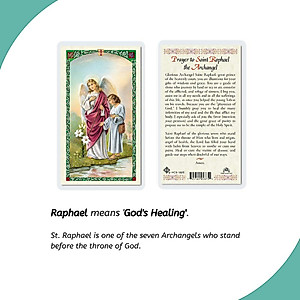Prayer to St. Raphael the Archangel Holy Card (HC9-182E) - Laminated by San Francis Imports