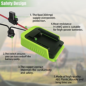 Laimiao Power Wheel Adapter for Ryobi 40V Battery Dock Battery Adapter with Fuse & Wire Terminal,14 Gauge Wire Power Convertor for Rc Car, Robotics, DIY use, and Work Lights