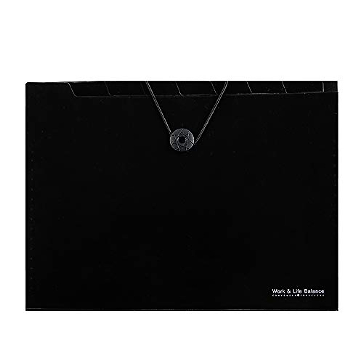 Uquelic 8 Pockets Expanding File Folder - Plastic Black Accordion Document Storage Organiser A4 Letter Size Expandable File Jacket Filing Wallets with Label (Black)