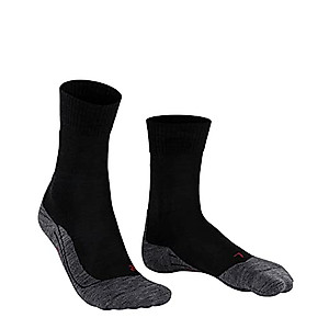FALKE Men's TK5 Wander Hiking Socks, Crew Length, Light Padding, Athletic Sock, Breathable Quick Dry, Merino Wool, Black (Black-Mix 3010), 12.5-13.5, 1 Pair