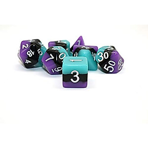 Dice Set Resin DND Dice Fit Dungeons and Dragons D&D RPG Pathfinder Role Playing Games 3 Layers Polyhedral Dice (Purple Black Green)