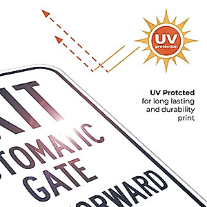 Exit Automatic Gate Pull Forward To Open Sign, 12x18 Inches, Rust Free .063 Aluminum, Fade Resistant, Made in USA by Sigo Signs