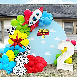 Toy Inspired Story Balloons Arch Garland kit Red Blue Yellow Green Balloon +Cow Boy Star Rocket Balloons for Kid Toy Theme two infinity and beyond birthday decorations