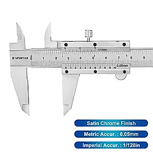 Spurtar Stainless Steel Vernier Caliper 6 inch / 150mm Caliper Measuring Tool 1/128in 0.05mm High Precision Manual Caliper Pie de Rey - Calipers Non Digital