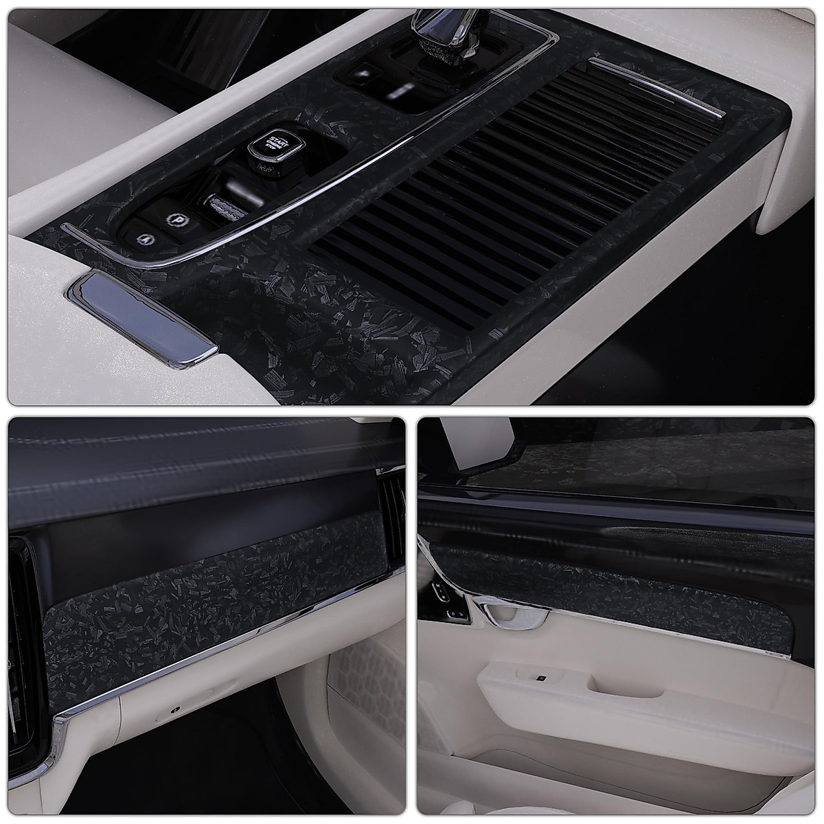 Lypumso Matte Black Forged Carbon Fiber Vinyl Wrap Roll, Anti-Wrinkle Bubble Free Replacement Car Sticker, Premium Self Adhesive Car Wrap Vinyl Automotive DIY Interior Exterior 1ft x 5ft