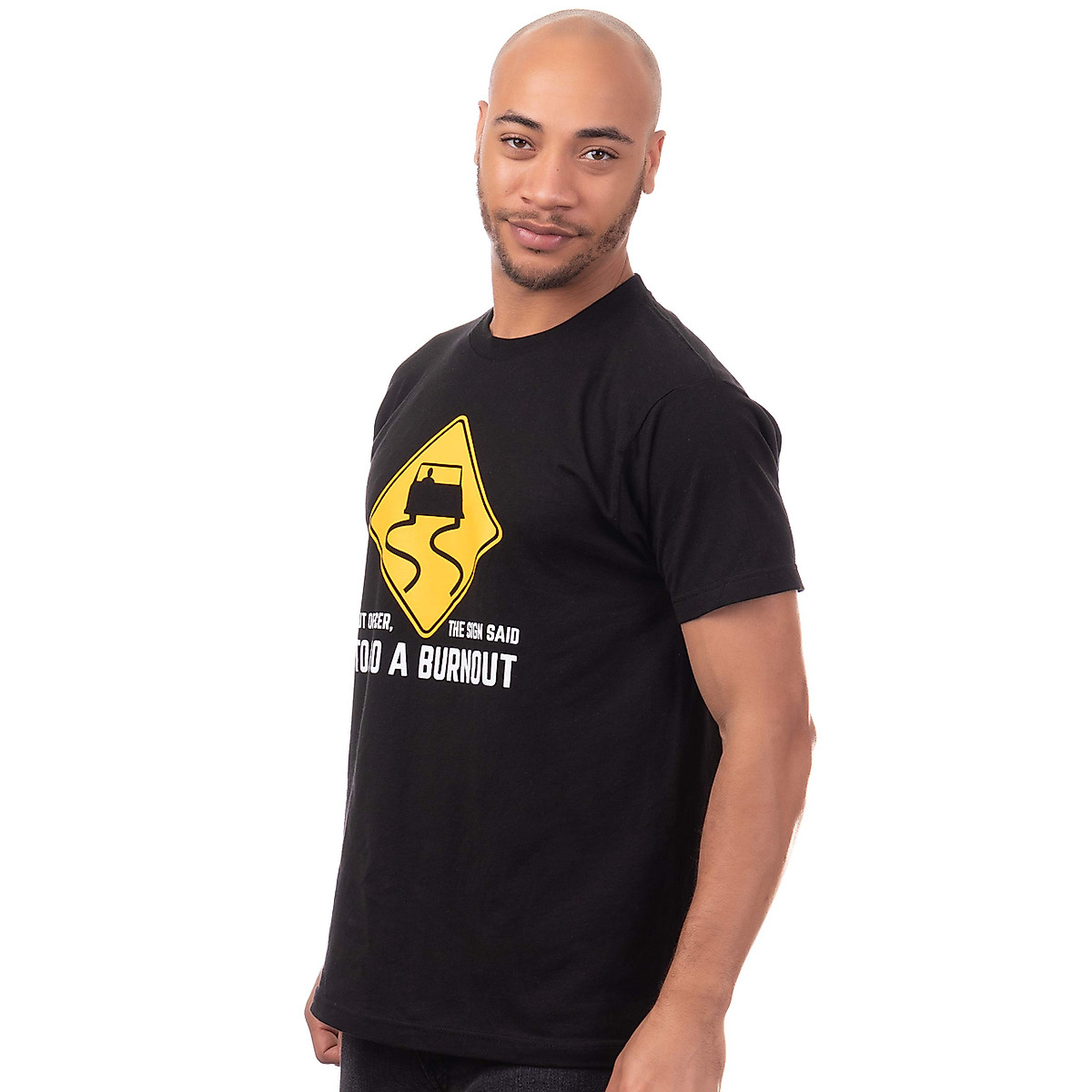 Ann Arbor T-shirt Co. But Officer, The Sign Said to do a Burnout | Funny Car Guy Auto Racing Sarcastic Sarcasm Joke Graphic T-Shirt for Men Women-(Adult, XL) Black