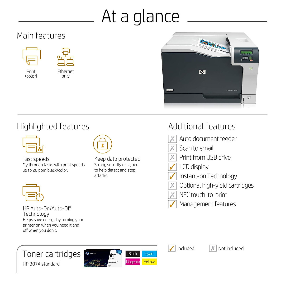 HP Color Laserjet Professional Printer (CP5225n) (Certified Refurbished)