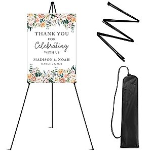 Easel Stand for Display,RRFTOK 63'' Instant Easel, Foldable Portable Ground Easel for Wedding Banner and Poster Display Stand, Tabletop Easel Display Metal Tripod with Portable Bag.