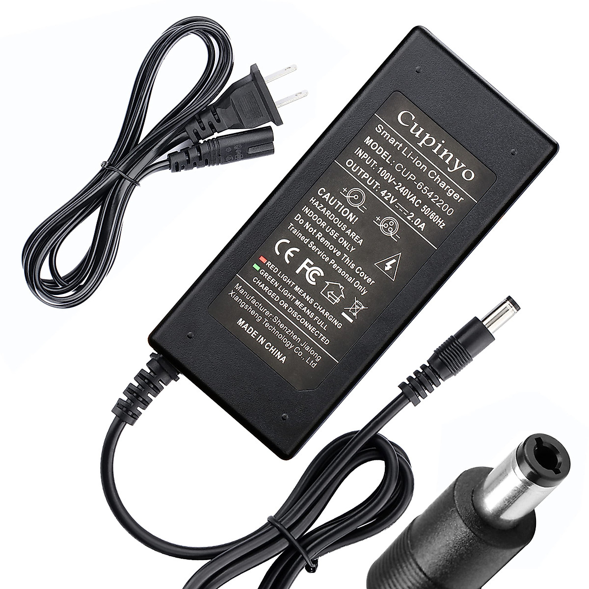Cupinyo 42V 2A Universal Charger 1 Prong for 36V Lithium Battery Compatible with Most Brands with 5.5mm DC Plug