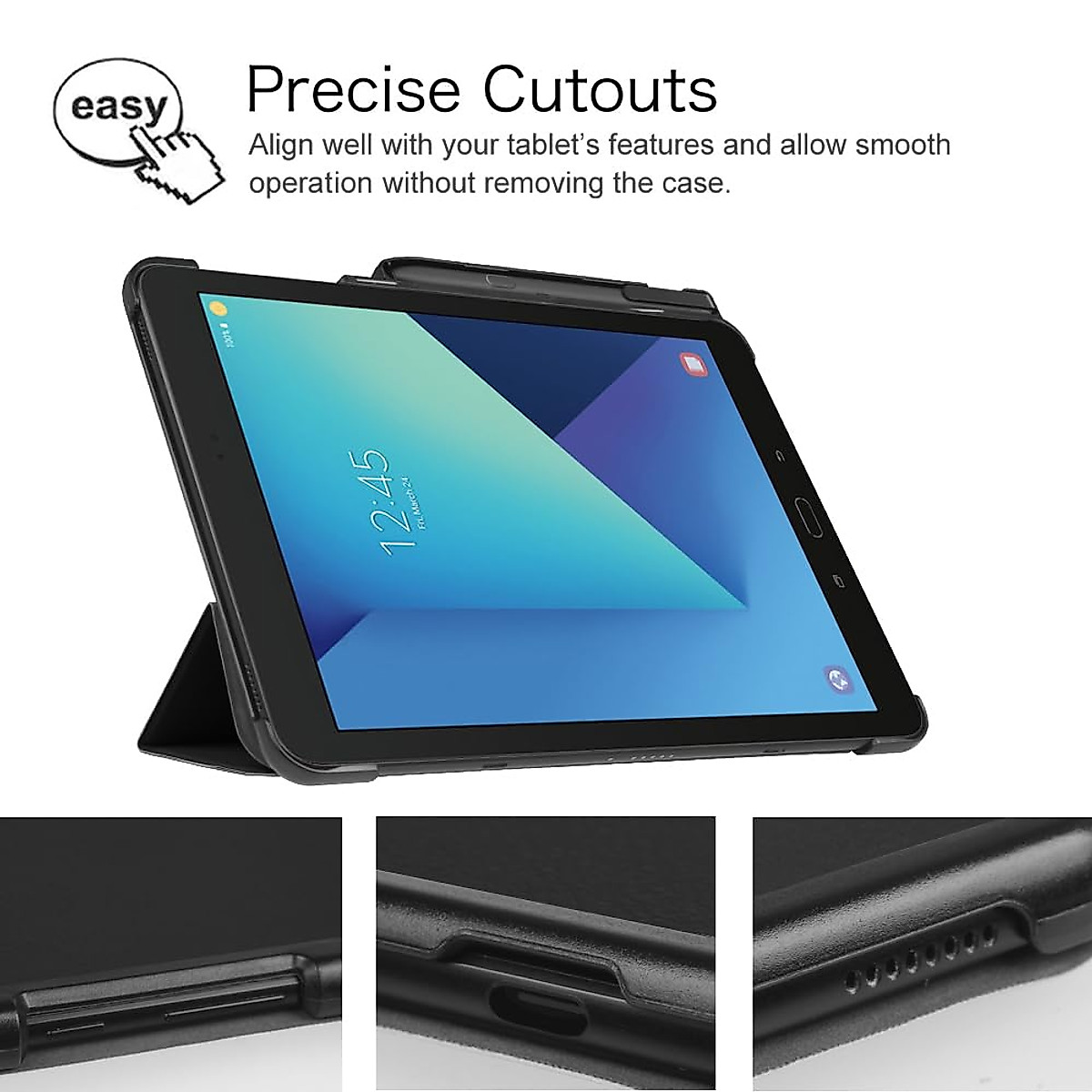 Fintie Slim Shell Case for Samsung Galaxy Tab S3 9.7, Super Slim Lightweight Stand Case with S Pen Protective Holder Auto Sleep/Wake for Tab S3 9.7 (SM-T820/T825/T827) 2017 Release, Black