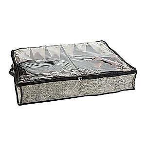 Simplify Black 12 Pair Under The Bed Box/Bag, Shoe, Space-Saving, Storage Solution, Closet Organizer, Made with Breathable Material