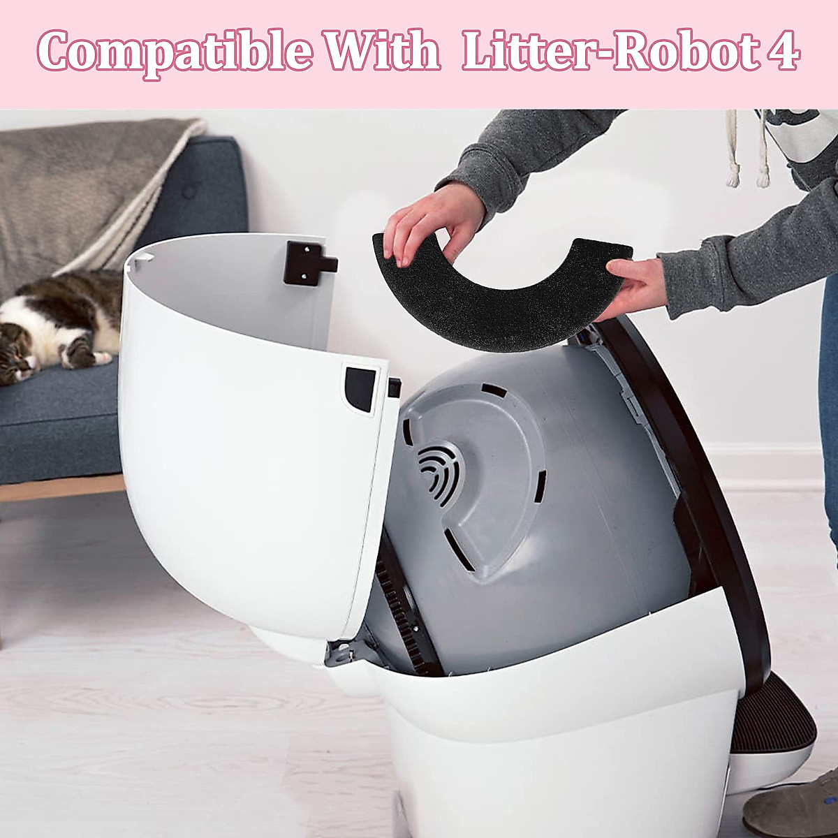 6 Pcs Replacement Carbon Filters Compatible with Litter-Robot 4 - Self Cleaning Cat Litter Box Filter Replacement to Eliminate odor and Control Cat Body Moisture