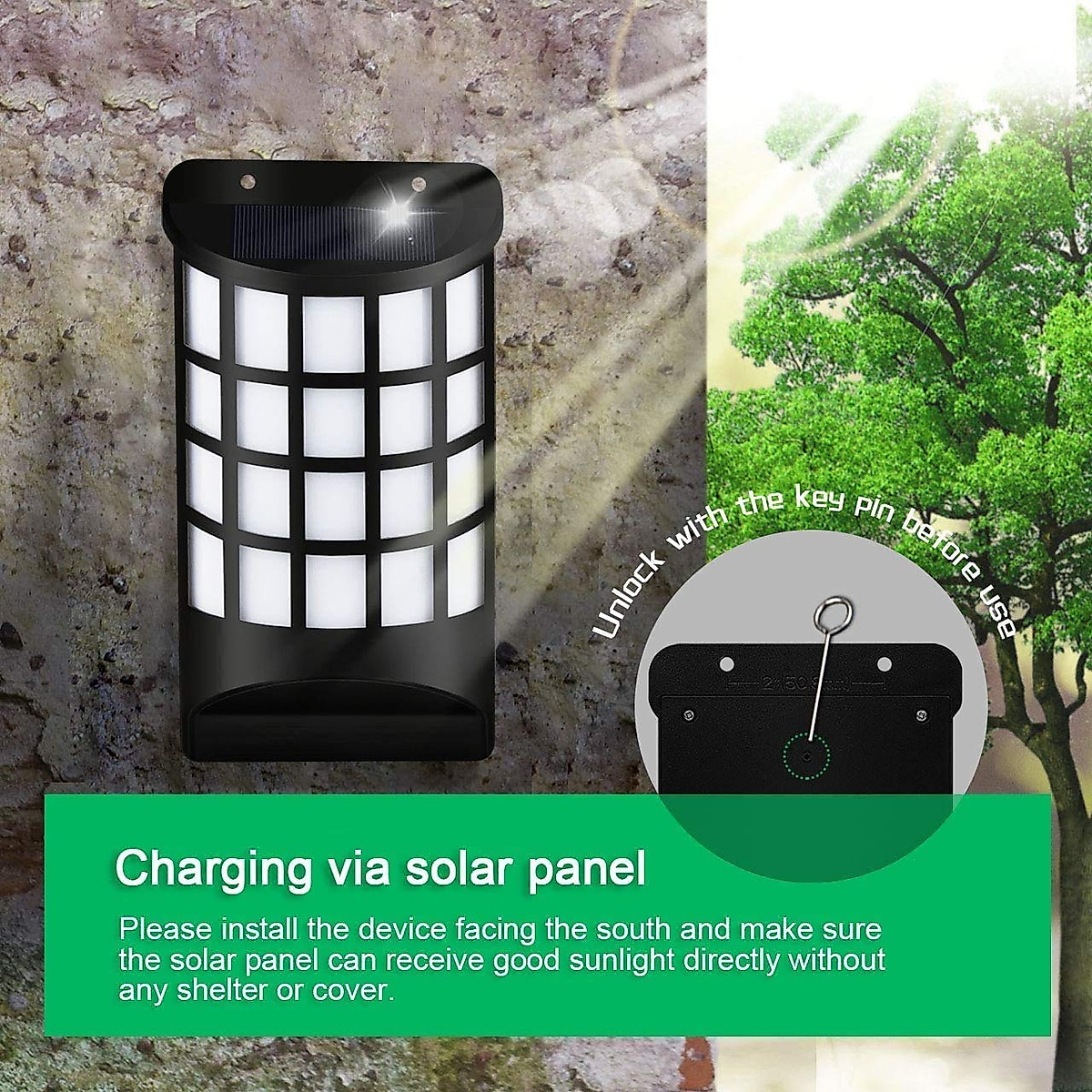 Solar Flame Lights Outdoor Waterproof Flickering Flame Solar Lights Dark Sensor Auto On/Off 66 LED Solar Powered Wall Mounted Night Lights Lattice Design for Garden Pathway Patio Deck Yard (4Pack)