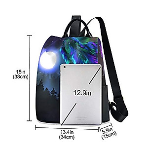 ALAZA Howling Wolf Spirit Backpack Purse for Women Anti Theft Fashion Back Pack Shoulder Bag