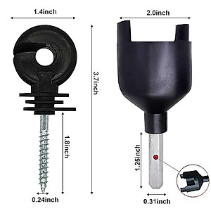 BIGJJIN 50Pcs Electric Fencing Ring Insulators, Screw Insulators, Screw-in Ring Insulators Electric Fence Accessories for Wood Post + 1pc Insulator Socket Tool