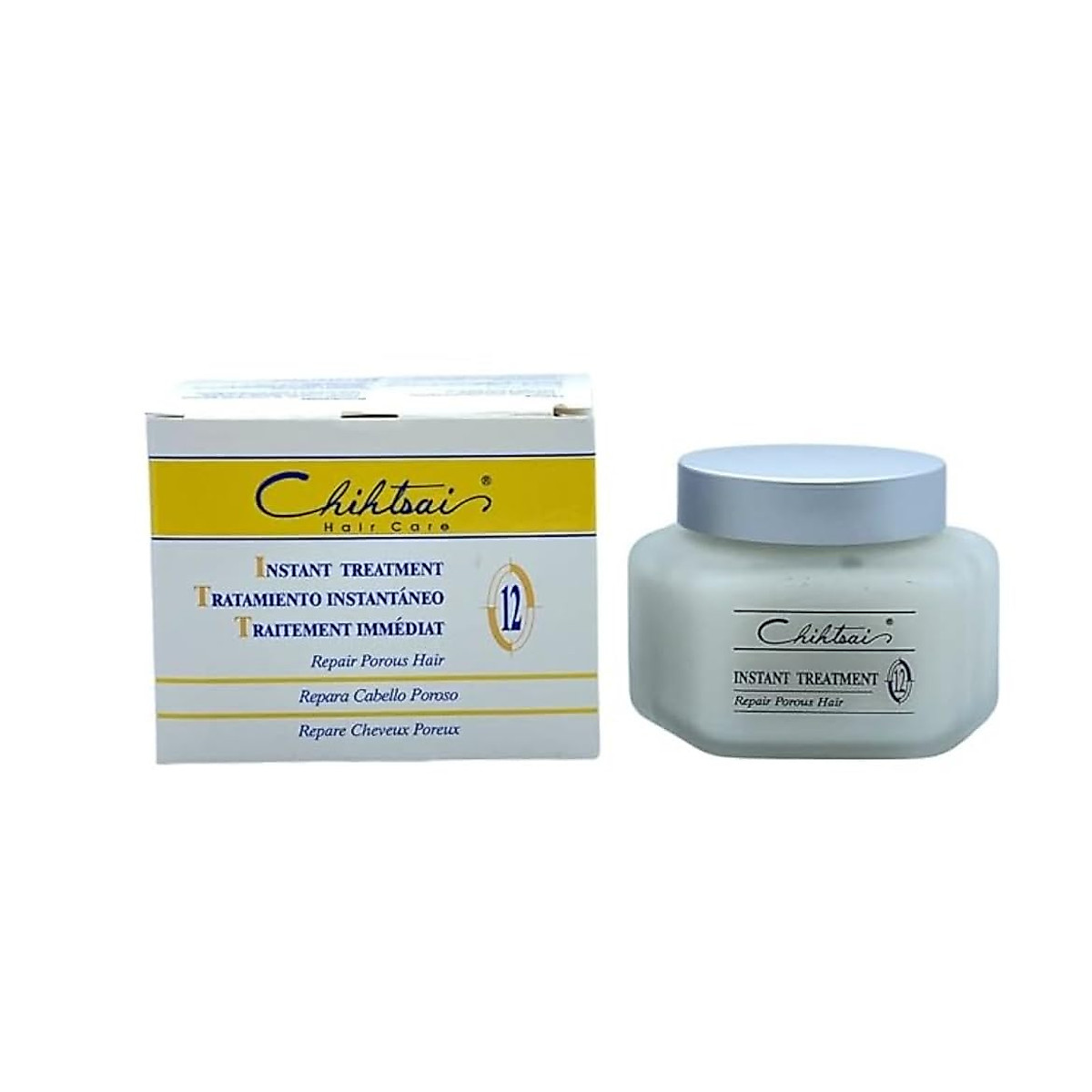 Chihtsai No. 12 INSTANT Treatment, Repair Porous Hair Conditioner (with Sleek Steel Pin Tail Comb) Silk Protein and Vitamin E, Number 12 (5.1 oz / 150 ml)