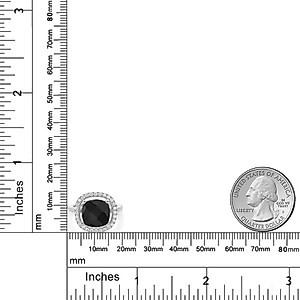 Gem Stone King 925 Sterling Silver 10MM Cushion Cut Gemstone Birthstone and White Moissanite Engagement Ring | Wedding Anniversary Promise Ring For Women | Ring Size 5-9