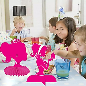 Hot Pink Girl Party Honeycomb Centerpieces 12Pcs Pink Birthday Party Decorations for Girls Hot Pink Princess Birthday Centerpieces for Bachelorette Party Bridal Shower Girls Birthday Party Supplies