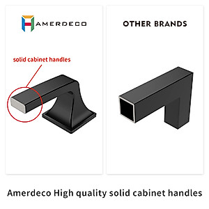 Amerdeco 10 Pack Matte Black 3 Inch(76mm) Hole Centers Kitchen Cabinet Pulls Cabinet Hardware Kitchen Handles for Cabinets Cupboard Handles Drawer Pulls AM0002