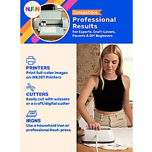 NuFun Activities Heat Transfer Paper for T Shirts, Light Fabrics, Inkjet Printable Iron-On Heat, 8.5 x 11 inch, Make Your own Custom T-Shirt (6 Sheets)