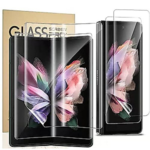Screen Protector for Samsung Galaxy Z Fold 4 5G, Flexible TPU Screen Protector, 2 Pack Front with 2 Pack Inside, Fingerprint Unlock, Case Friendly, Bubble Free, Anti-Scratch, HD Clear