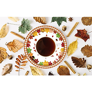 OBENIM HALIM 24 pcs Thanksgiving Fall Paper Plates Autumn Leaves Design Dessert Paper Plates For Disposable Holiday Thanks Theme Party Dinnerware
