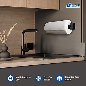 EHOMEA2Z Magnetic Paper Towel Holder Heavy Duty Steel Refrigerator Kitchen Fridge Bar Grill BBQ RV (Black, 1)