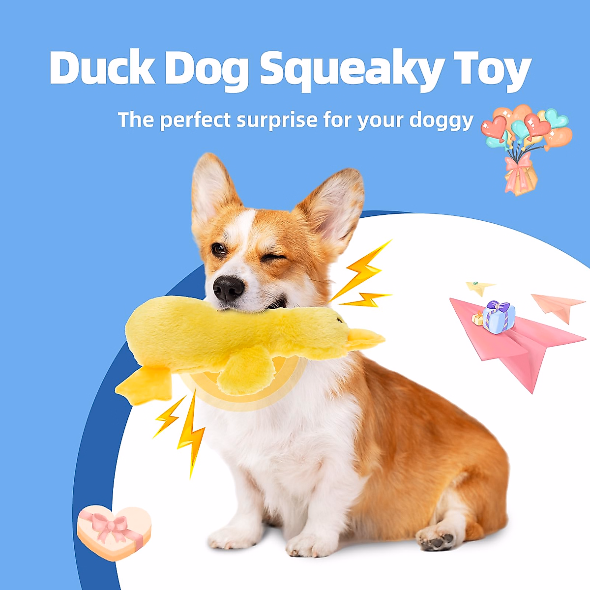 Mihachi Plush Squeaky Dog Duck Toys - Stuffed Pet Toy Duck Interactive Gifts for Dog Birthday Dogs Puppy Biting Chew Toys - for Medium and Large Dogs