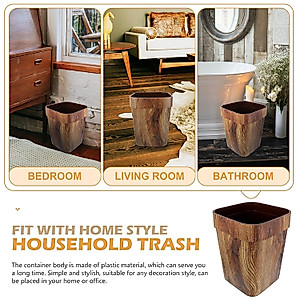 NALsa Retro Imitation Wood Trash can Without lid Waste Paper Basket Wood Grain Trash can Waste Paper Trash can Household Trash can Bath