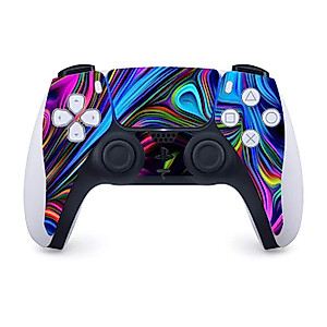 ITS A Skin Skins Compatible with Sony Playstation 5 Console Disc Edition - Protective Decal Overlay Stickers wrap Cover - Neon Color Swirl Glass