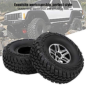 RC Car Wheel, Aluminium Alloy High Accuracy Wear Resistant Simulation Look RC Wheel Hubs Tire Convenient for 1/10 Remote Control Model(B Black)