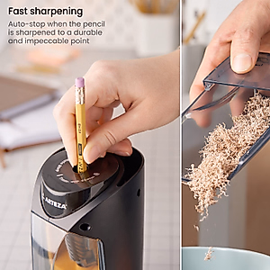 Arteza Electric Pencil Sharpener, Black, Fits 7–11-mm Pencils, Auto-Stop, Office Supplies for Teachers, Students, Classrooms, and Art Studios