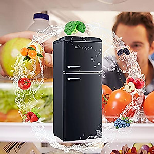 Galanz GLR46TBKER Retro Compact Refrigerator with Freezer Mini Fridge with Dual Door, Adjustable Mechanical Thermostat, 4.6 Cu Ft, Black