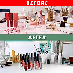 Macarrie 4 Pieces Lipstick Holder Organizer 24 Slot Acrylic Lipstick Makeup Organizer Lipstick Case Display Stand Storage Box for Lipsticks Lipgloss Brushes Cosmetics