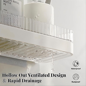 Sylfaen 2-Pack Shower Caddy, No Drilling Double Layer Shower Shelf, Wall Mounted Shower Shelves with Self Adhesive for Bathroom Kitchen