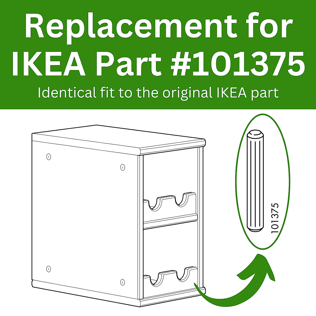 Spare Hardware Parts Replacement for IKEA Wooden Fluted Dowel Pin (101375) Pack of 24