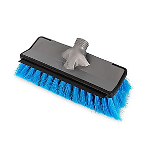 Camco RV Flow-Through Wash Brush | Features an Adjustable Handle, a Standard Garden Hose Connection, and an On/Off Button to Control Water Flow (43633)