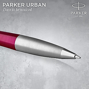 PARKER Urban Twist Ballpoint Pen | Vibrant Magenta with Chrome Trim | Medium Point Blue Ink Refill | Gift Box