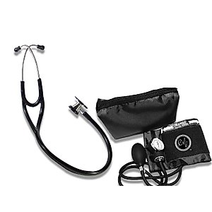 EMI Platinum Series Deluxe Black Cardiology Stethoscope ESC-333 AND EBD-217 Sphygmomanometer Set