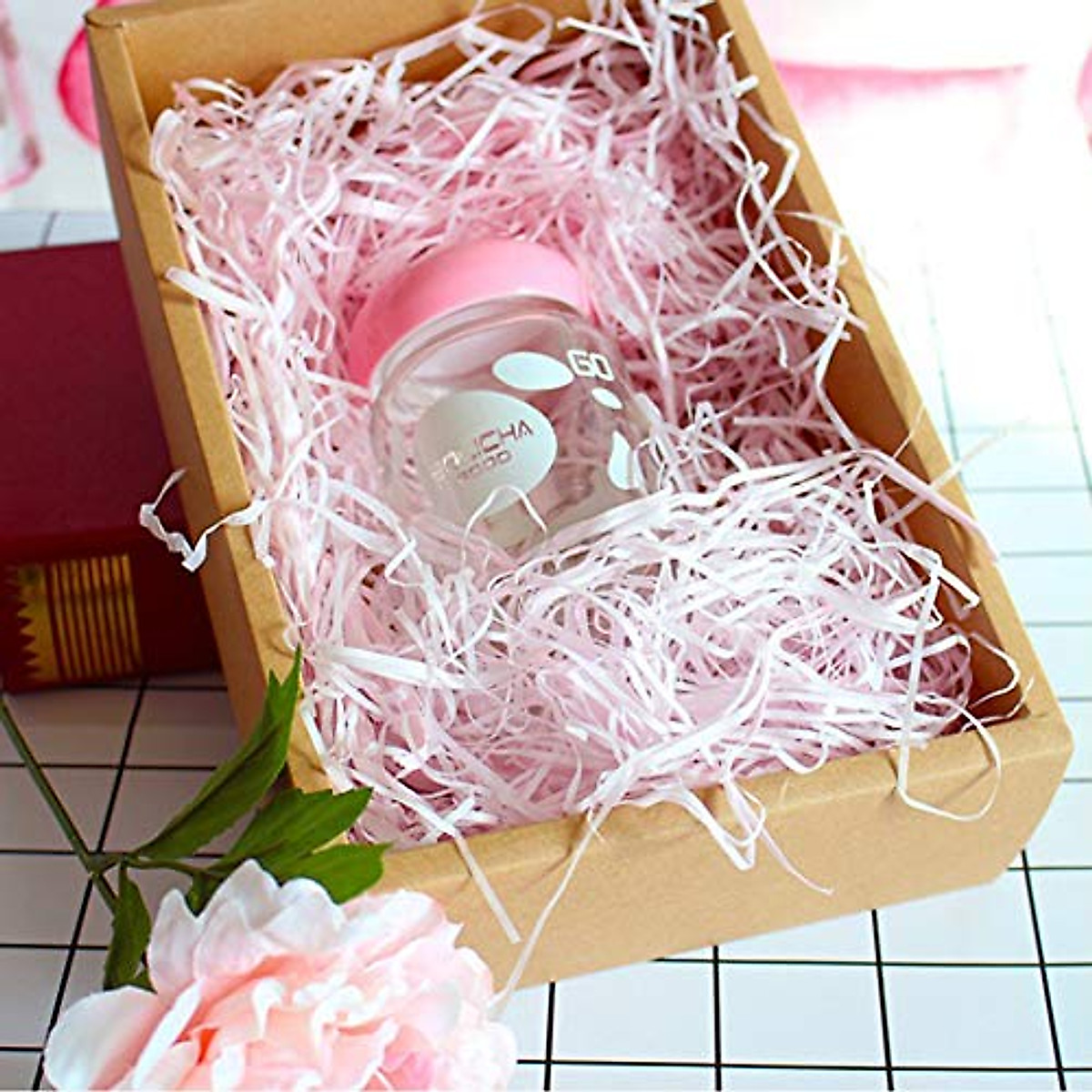 1 Pack About 100g Filler Shred Paper Craft Shredded Basket Grass Shred Paper Craft Crinkle Cut Paper Shred Filler Raffia Paper Shreds Strands Shredded Crinkle Confetti for Gift Wrapping(Milky white)