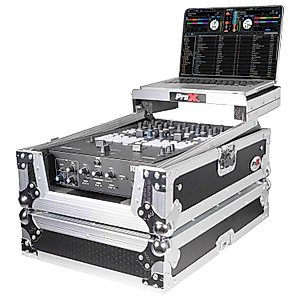 Artist Unknown Prox XS-RANE72LT 11" ATA-300 Style Gig Ready Flight/Road Case with Laptop Shelf for Rane Seventy-Two DJ Mixer, Silver on Black