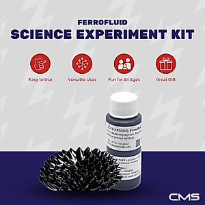 CMS MAGNETICS - (2oz Kit) Ferrofluid Science Experiment Kit for Education in Magnetism - Includes: 2 Fluid Ounce (59mL) Bottle of Ferrofluid, Gloves, Pipette, Petri Dishes