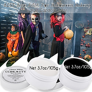 CCbeauty Halloween Makeup 7.4oz Large Black White Cream Face Paint Set with 10 Sponges, Non Toxic Body Painting Kit for Adult Dress Up Mime Skeleton Skull Costume Cosplay Makeup