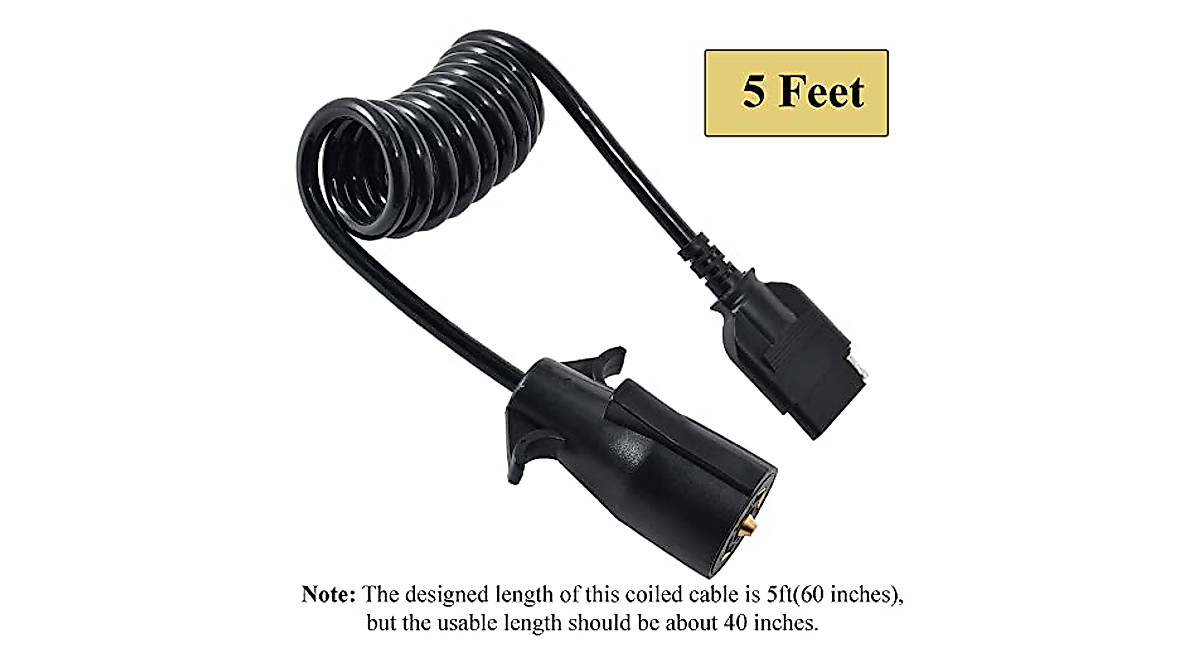 Oyviny 7-Way to 5-Way Trailer Plug Adapter - 5FT Coiled