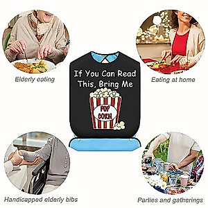 HOLLP Popcorn Lover Gift Bring Me Popcorn Reusable Adult Bibs with Crumb Catcher Popcorn Fan Gift (Popcorn)